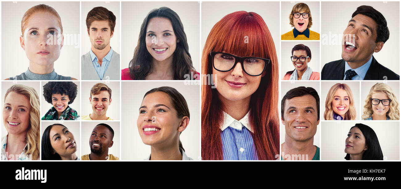 People collage portrait 6x2 Stock Photo - Alamy