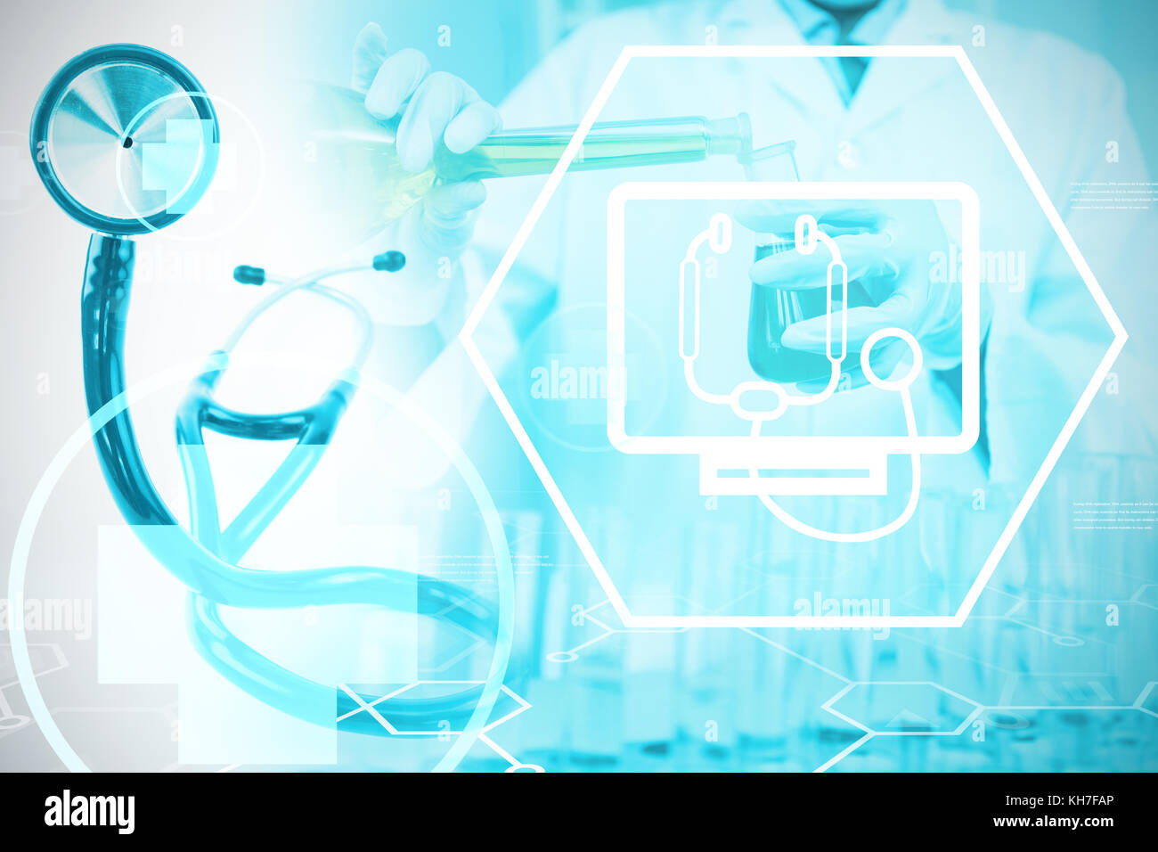 Digital background with emergency sign against blue stethoscope Stock ...