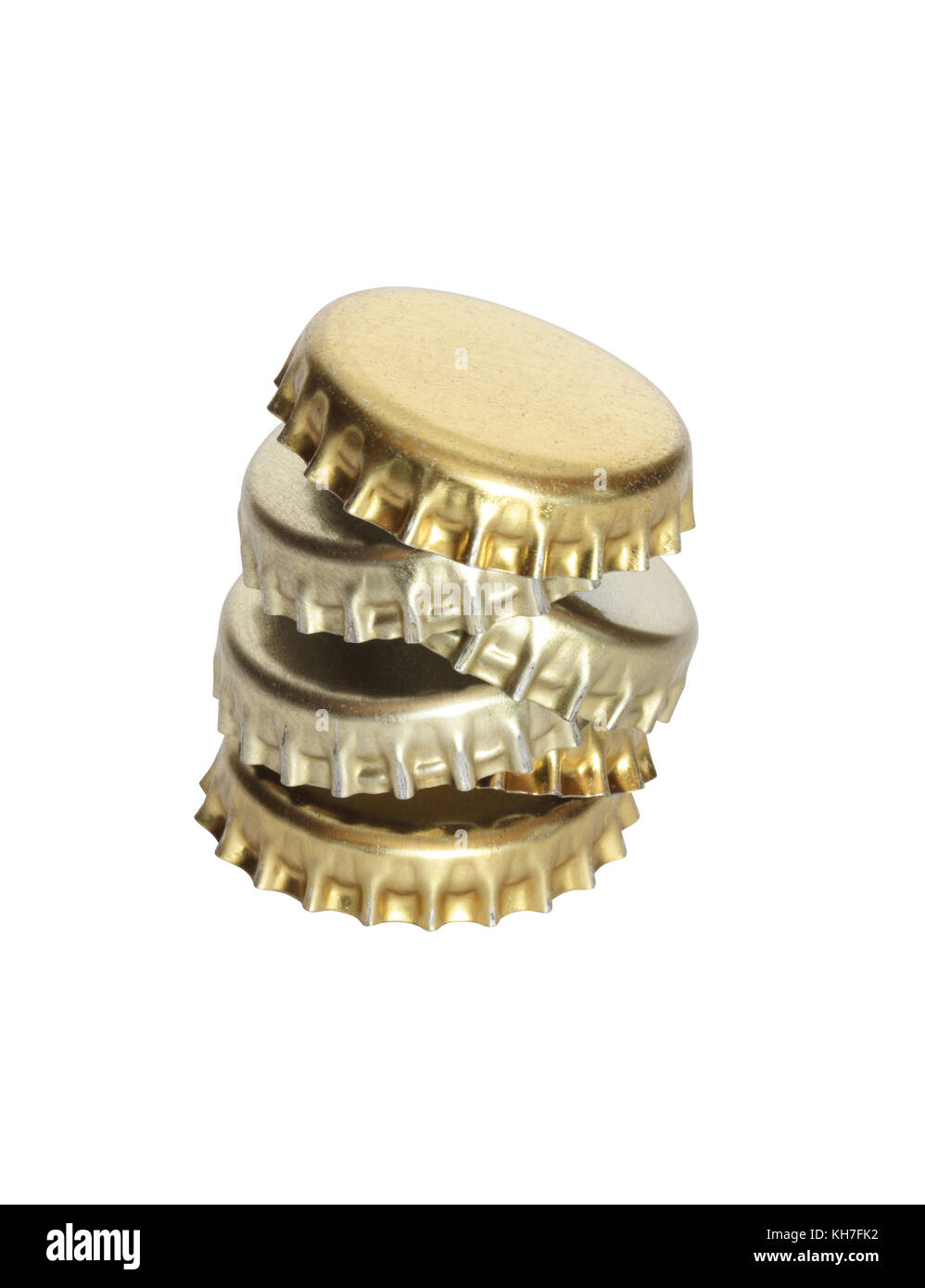 Stack of bottle caps isolated on white background with clipping path ...