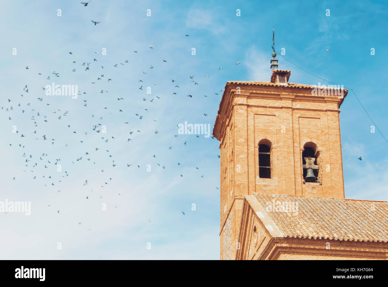 Birds fly over a church hi-res stock photography and images - Alamy