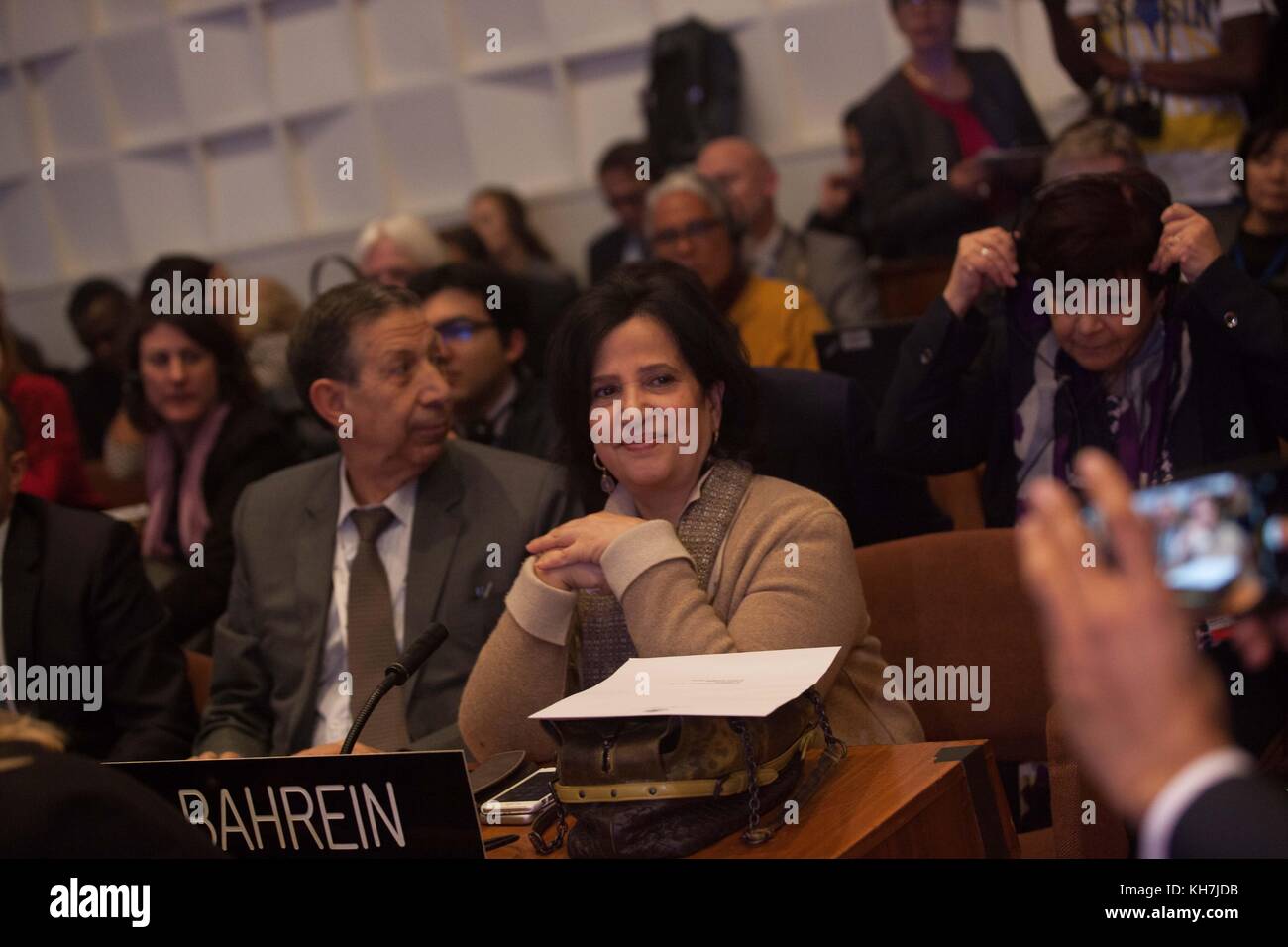 Paris, France. 14th Nov, 2017. UNESCO, the Culture Minister of Bahrain ...