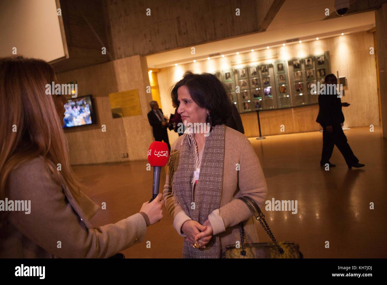 Paris, France. 14th Nov, 2017. UNESCO, the Culture Minister of Bahrain ...