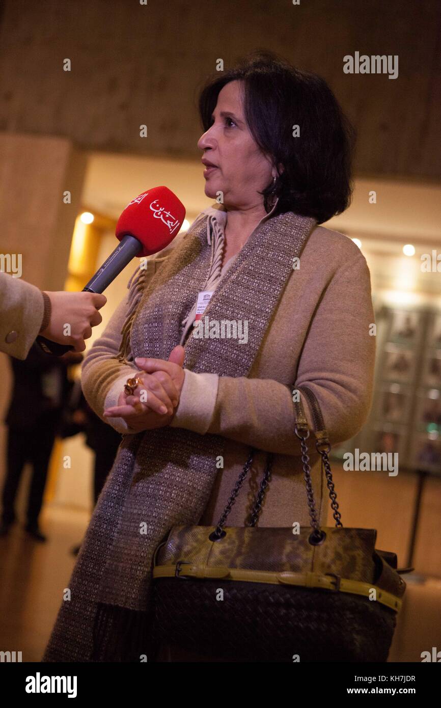 Paris, France. 14th Nov, 2017. UNESCO, the Culture Minister of Bahrain ...