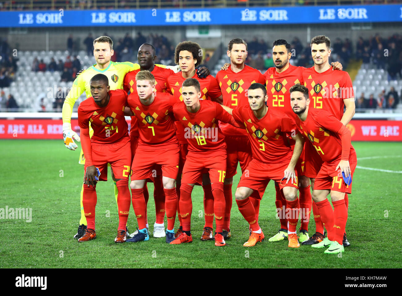 Bruges, Belgium. 14th Nov, 2017. Belgium team group line-up (BEL ...
