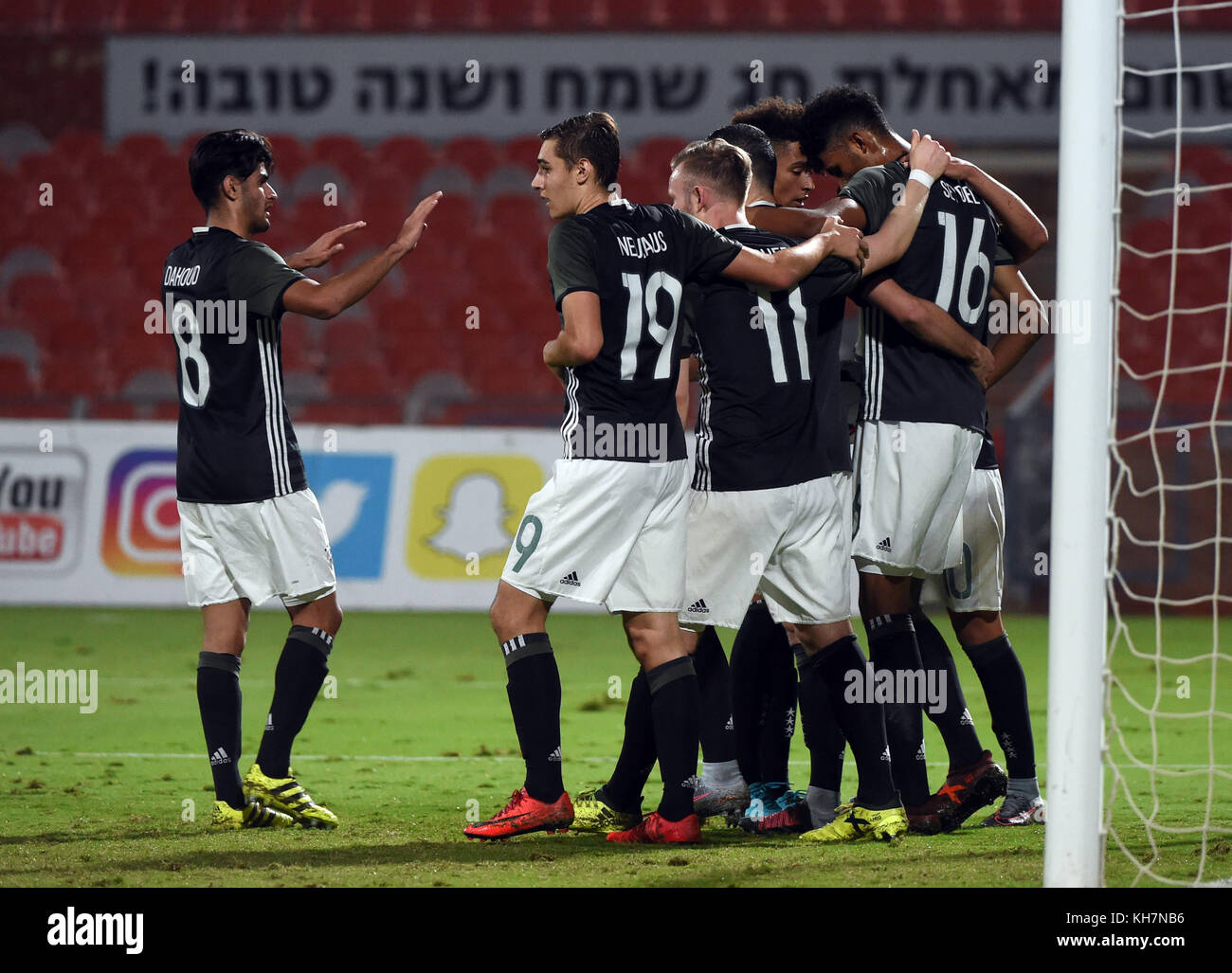 Tel Aviv, Israel. 14th Nov, 2017. The German squad celebrating after a ...