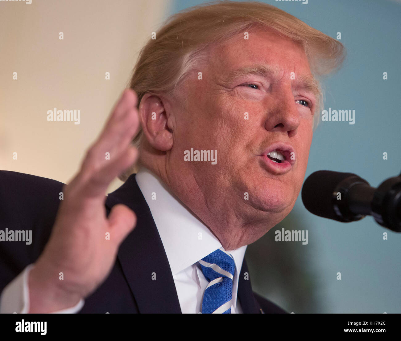 United States President Donald J. Trump makes a statement at the White ...