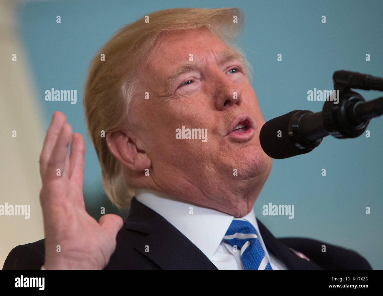 United States President Donald J. Trump makes a statement at the White ...