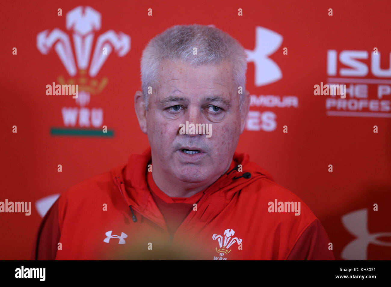 Cardiff, UK. 16th Nov, 2017. Warren Gatland, the Wales rugby head coach ...