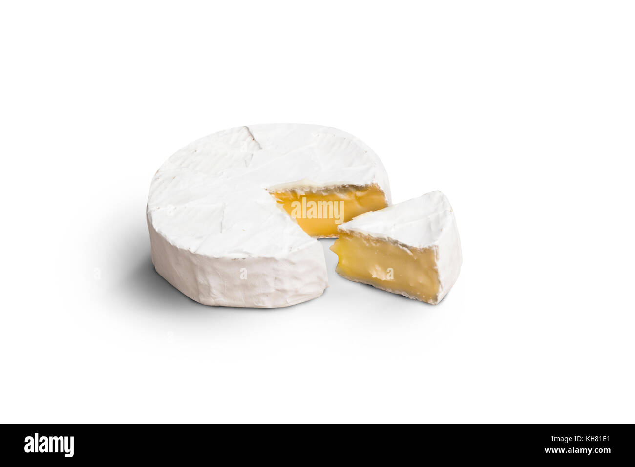 Fresh slice Camembert cheese natural on white background. With clipping ...