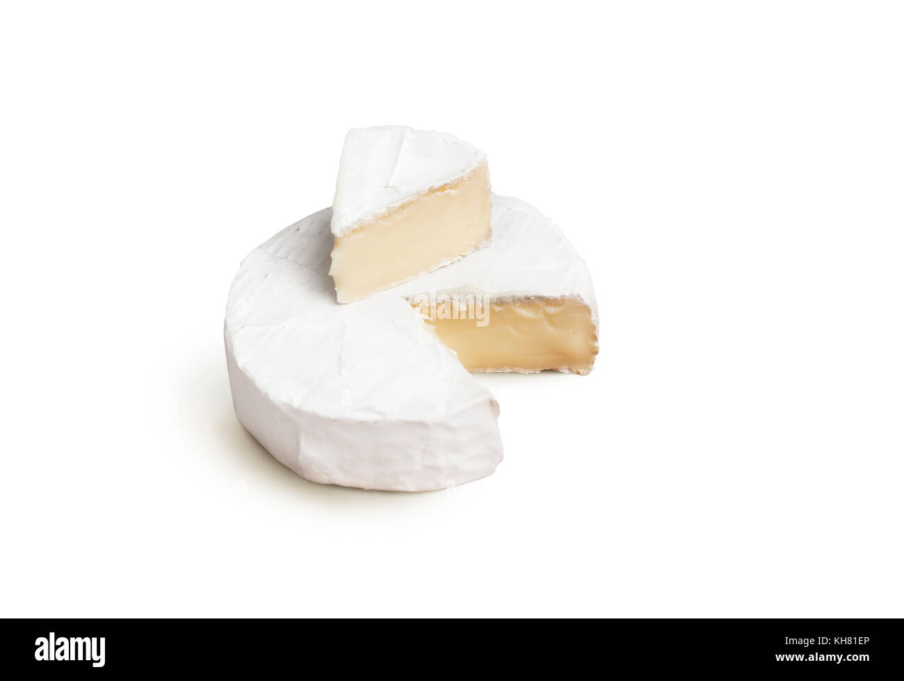 Fresh slice Camembert cheese natural on white background. With clipping ...