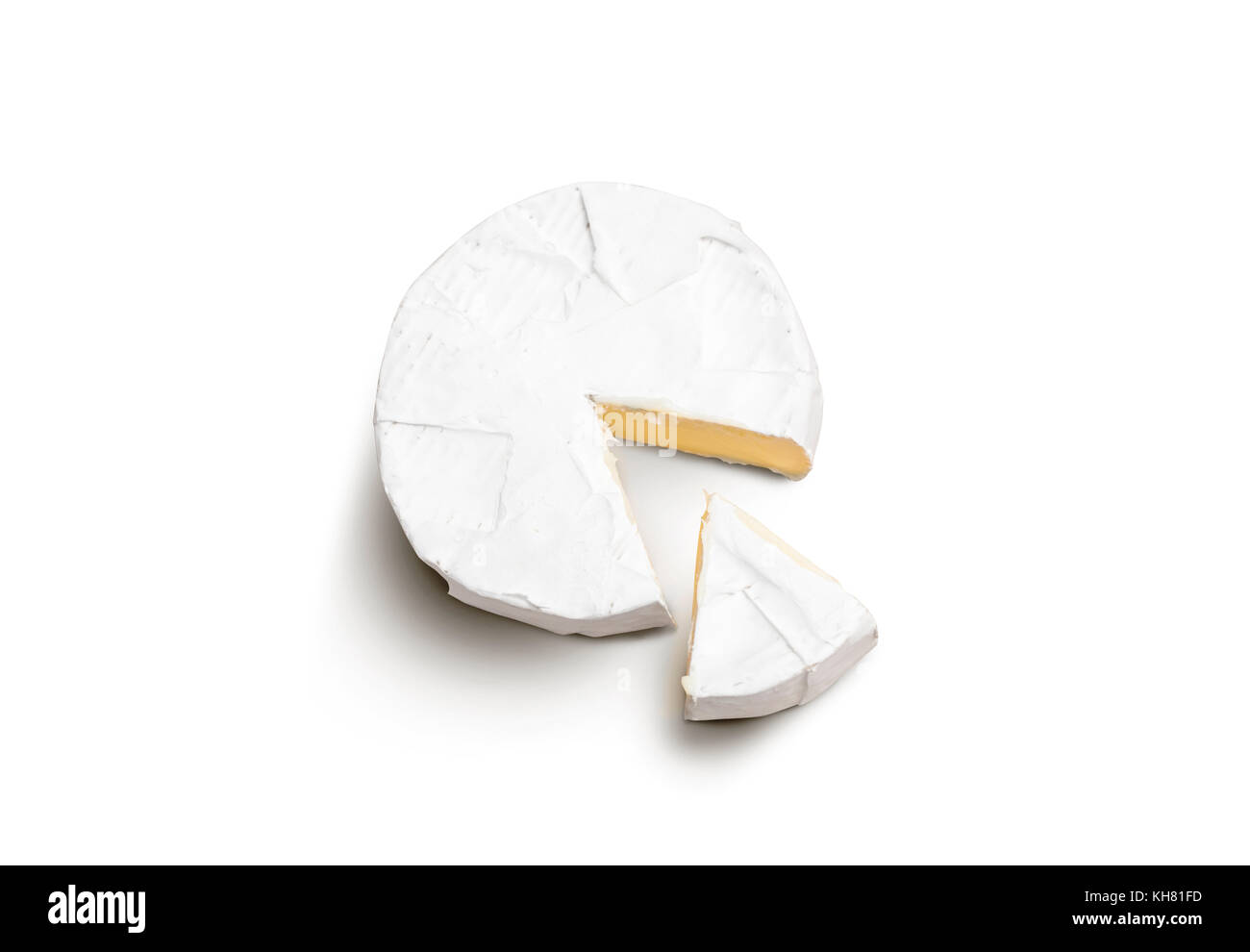 Fresh slice Camembert cheese natural on white background. With clipping ...