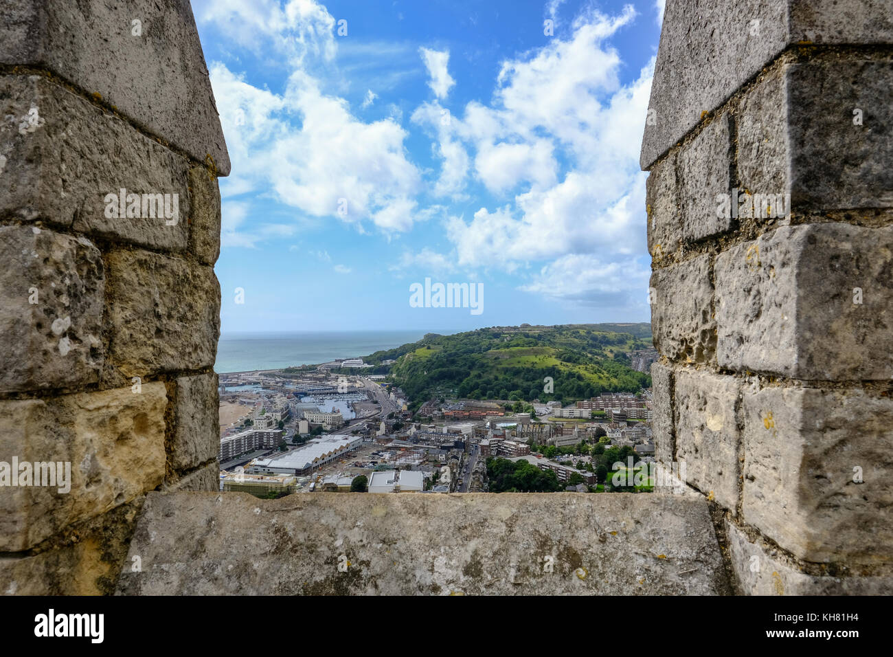 Dover Castle, Kent, UK - August 18, 2017: View from the top of the ...