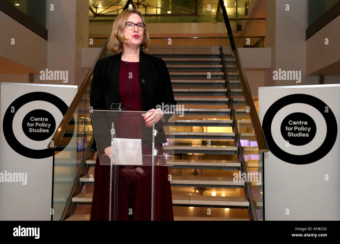 Home Secretary Amber Rudd, during the launch of the Centre for Policy ...