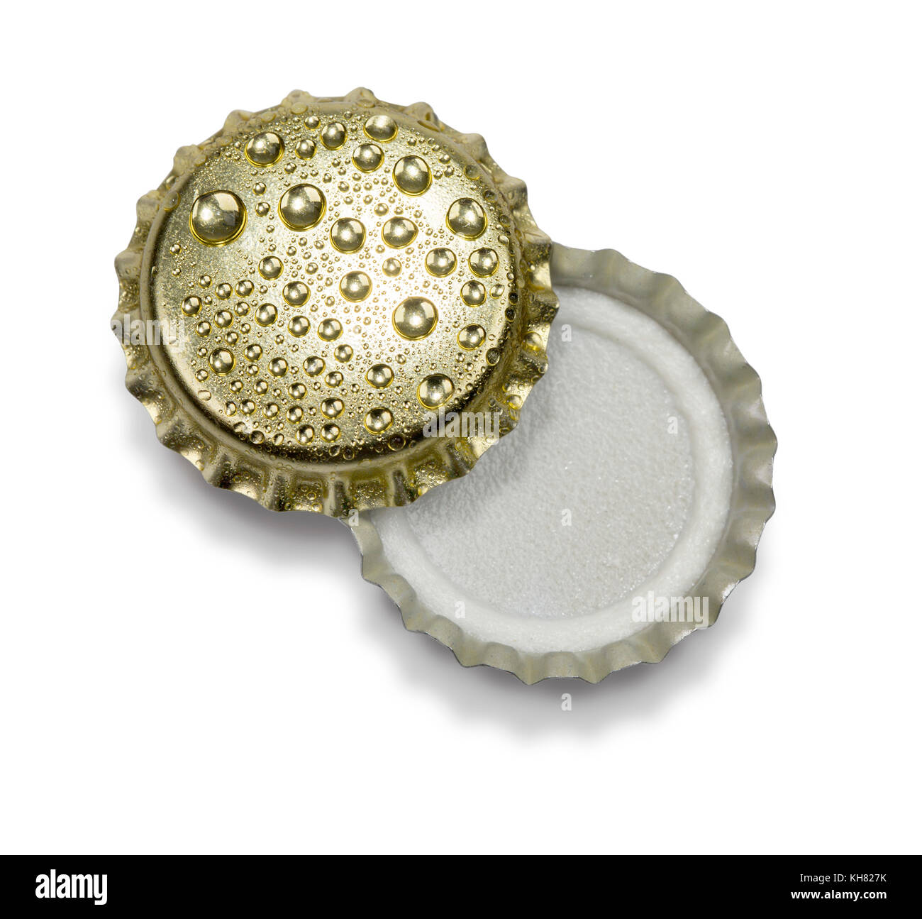 beer bottle cap close up macro Isolated on white background with ...