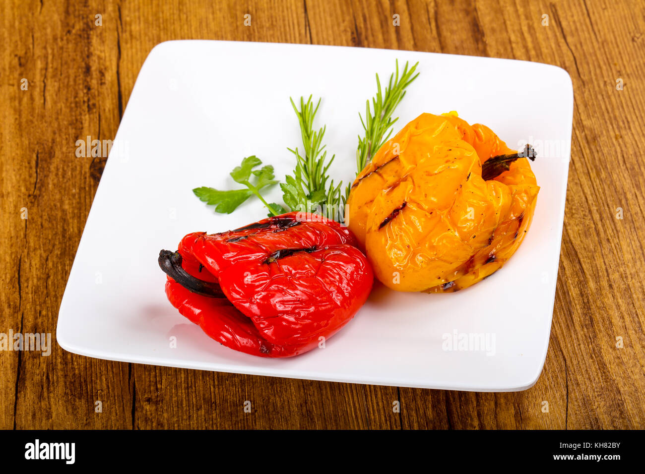 Grilled Bell Peppers with rosemary and parsley Stock Photo - Alamy