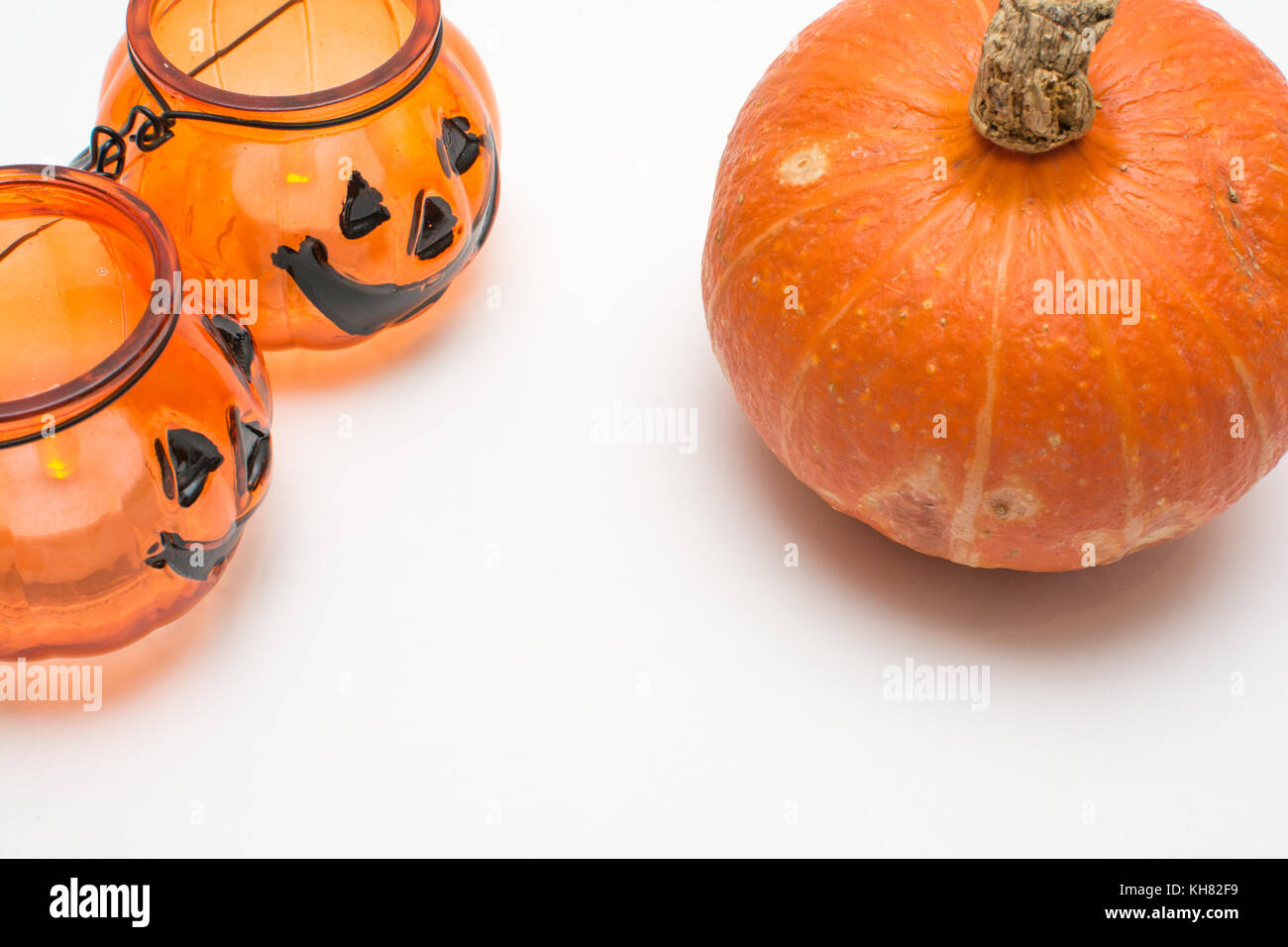 Halloween party objects arranged and isolated on a white background ...