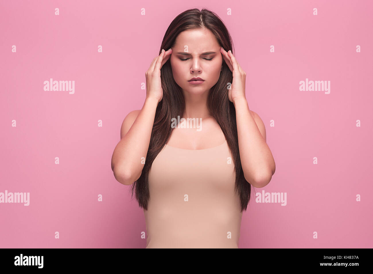 The young woman's portrait with sad emotions Stock Photo - Alamy