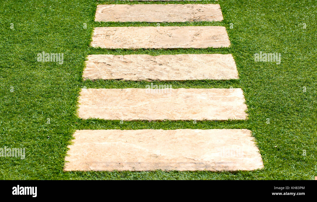 top view of stone path in garden Stock Photo - Alamy