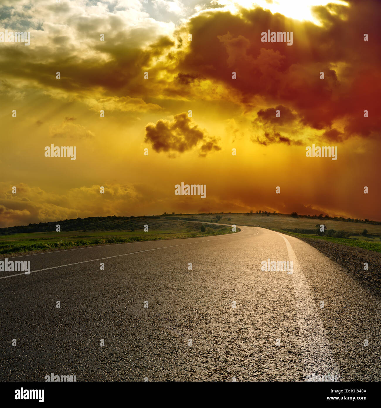 dramatic sky over asphalt road Stock Photo - Alamy