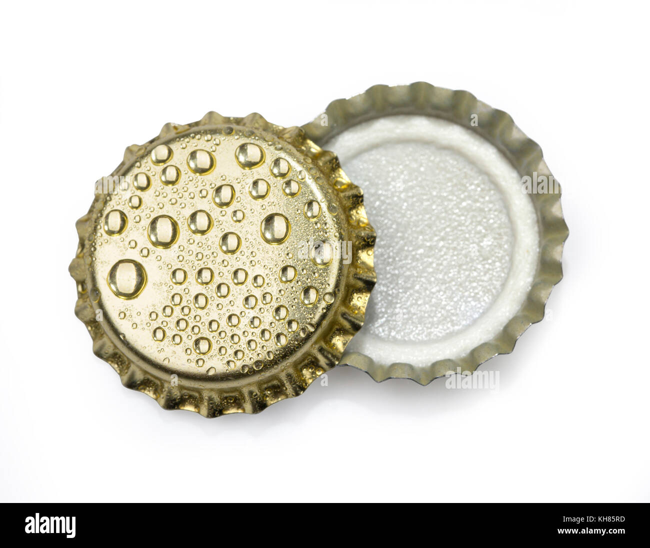 beer bottle caps close up macro Isolated on white background with ...