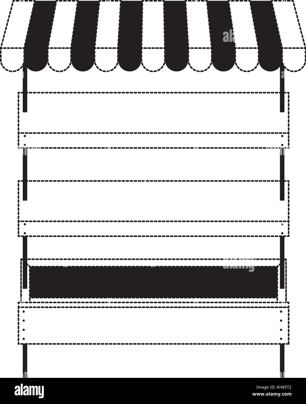 supermarket shelves empty with three levels and sunshade in black ...