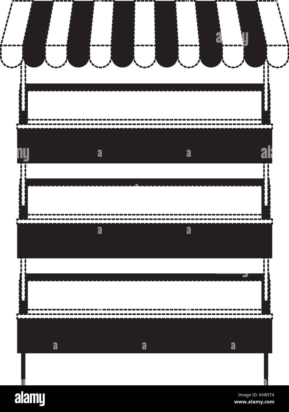 supermarket shelves with big storage with three levels and sunshade in ...