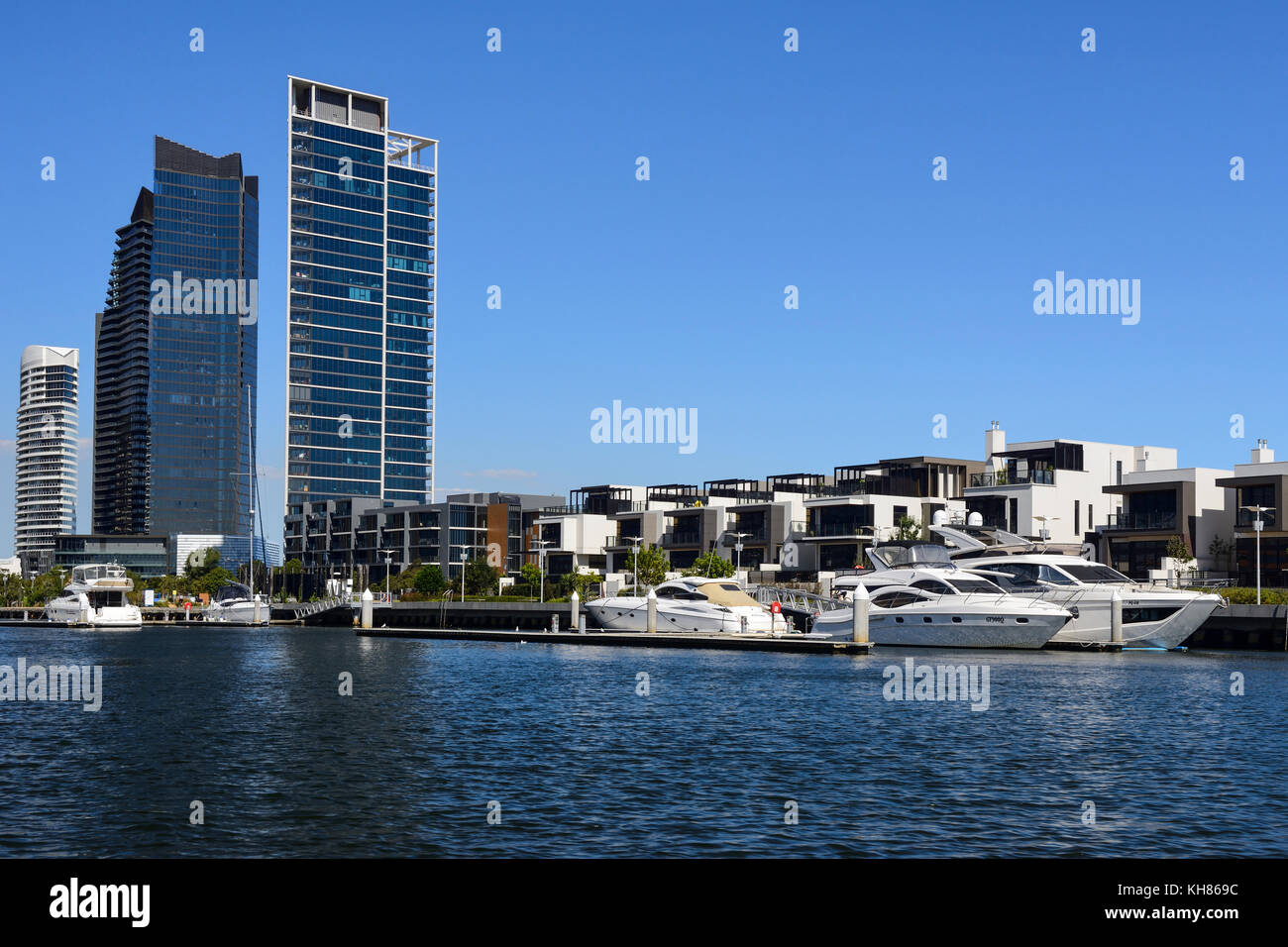 Luxury boats and high-rise apartment blocks in Marina YE at Yarra's ...