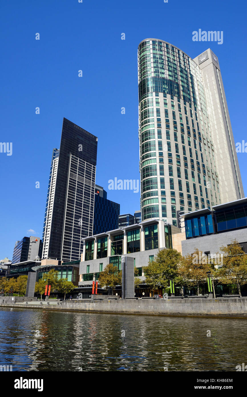 High-rise buildings in Southbank Precinct on Yarra River in Melbourne ...