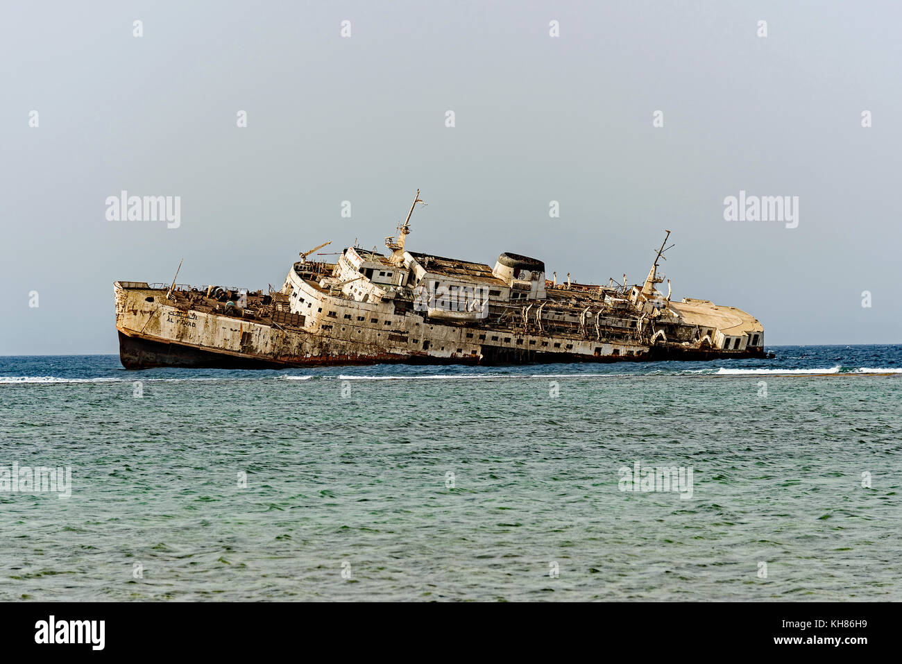 Shipwreck along the shores of the Red Sea south of Jeddah, Saudi Arabia ...