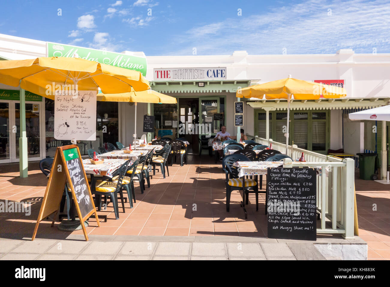 LANZAROTE, SPAIN -3rd Nov 2017: The British Cafe serves traditional ...
