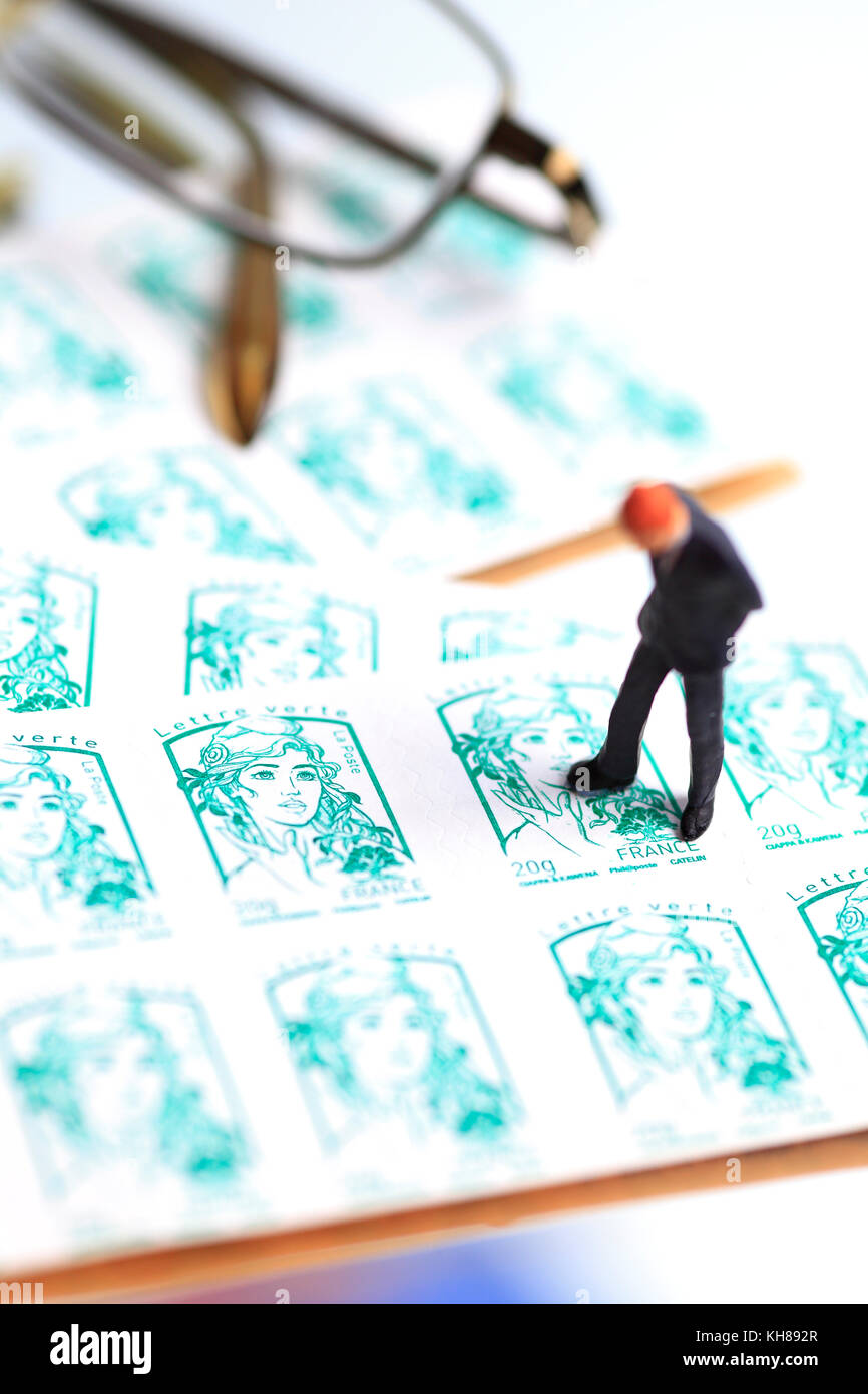 France, still life on stamp topic Stock Photo - Alamy