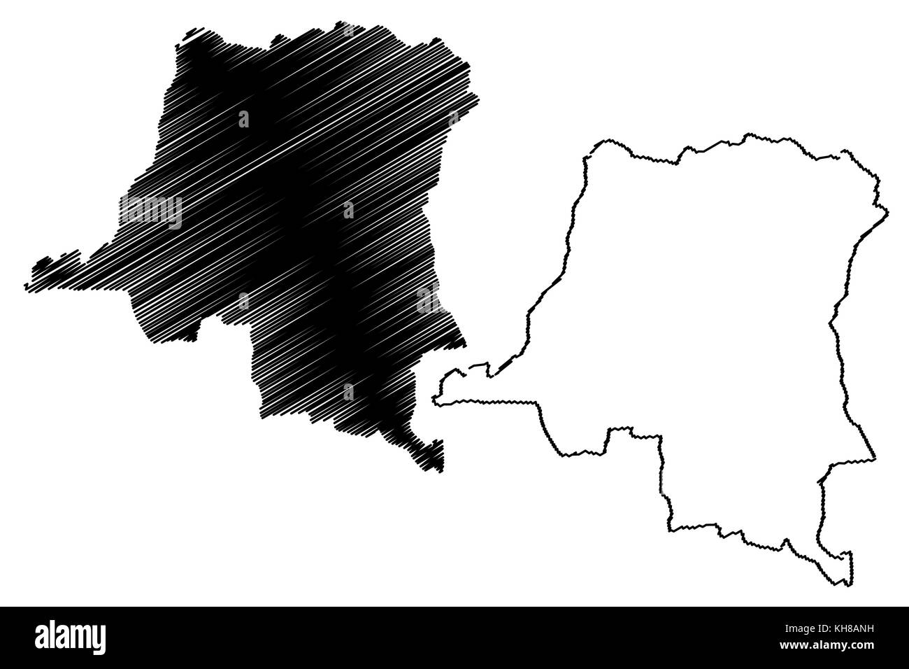 Democratic Republic of Congo map vector illustration, scribble sketch ...