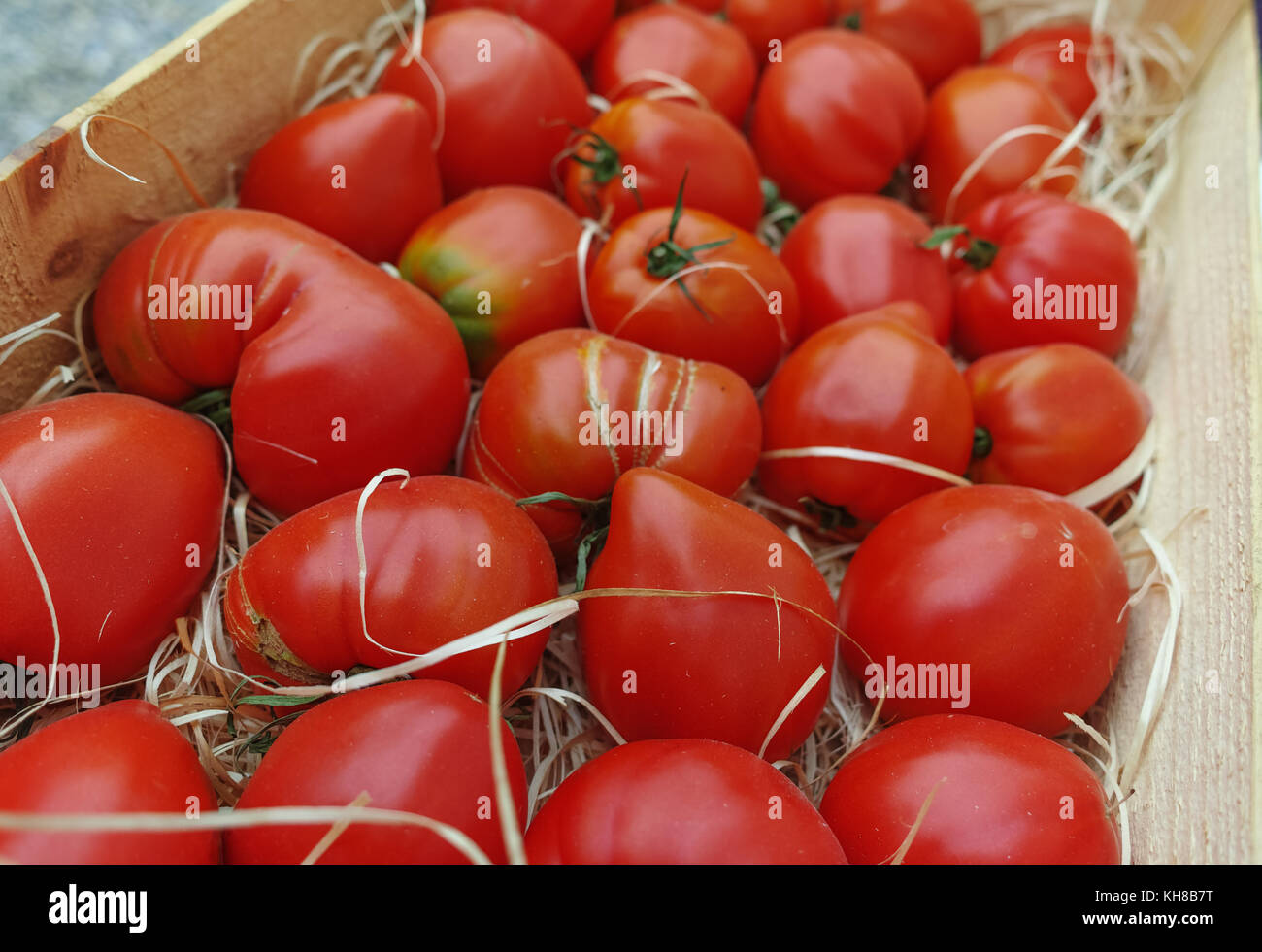 Ancient Provencal french ripe farm tomatoes on the street market Stock ...