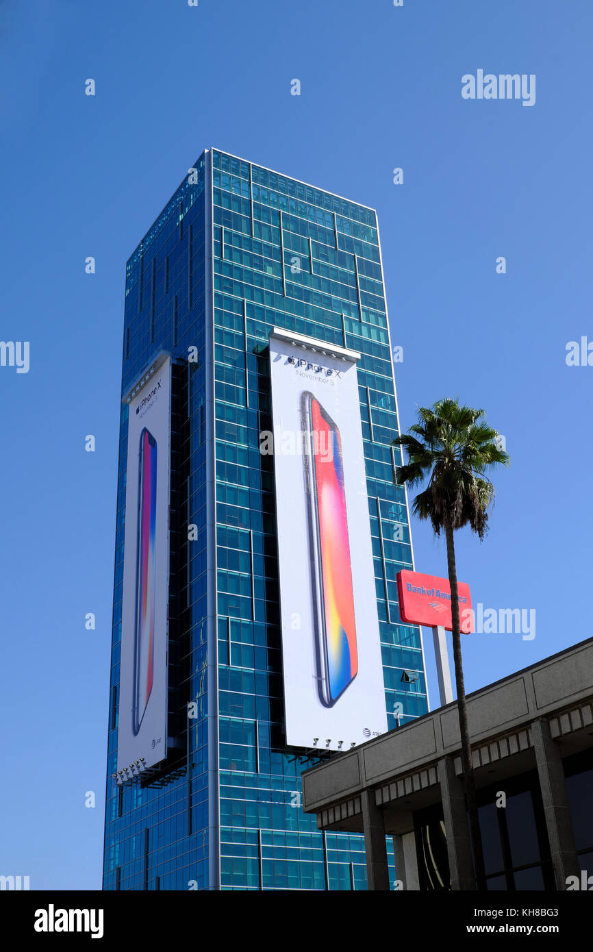 Apple iphone X advertisement on the side of a tall building Sunset Vine ...