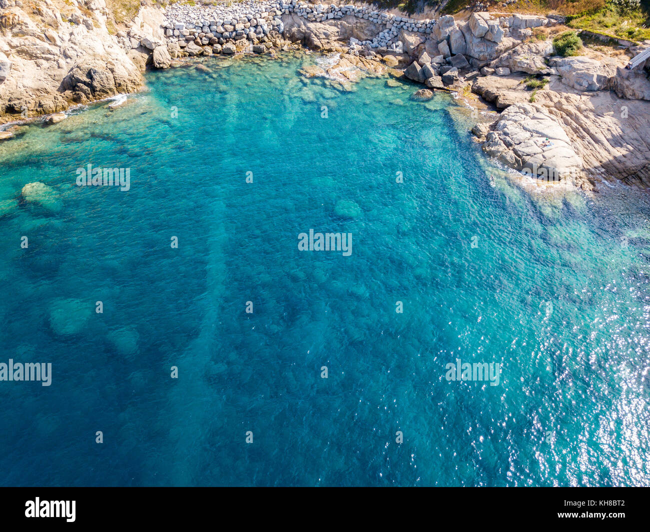 Aerial view of rocks on the sea. Overview of the seabed seen from above ...