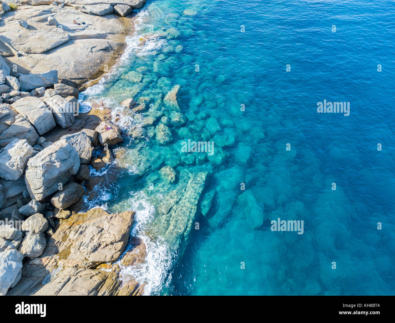 Aerial view of rocks on the sea. Overview of the seabed seen from above ...