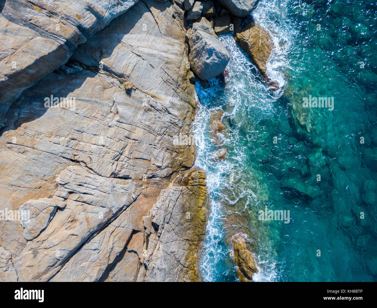 Aerial view of rocks on the sea. Overview of the seabed seen from above ...