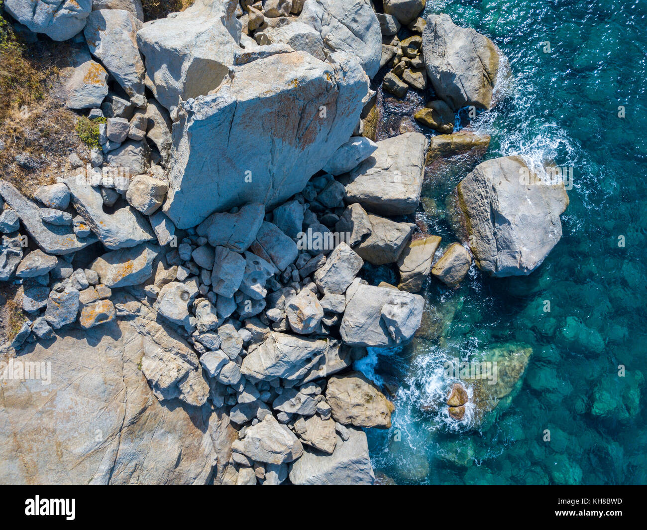 Aerial view of rocks on the sea. Overview of the seabed seen from above ...