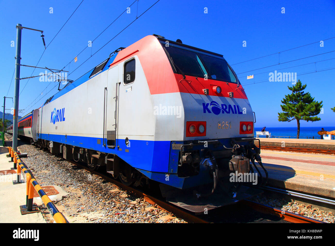 South Korea. Gangwon area. Korail train. Mugunghwa Train at ...
