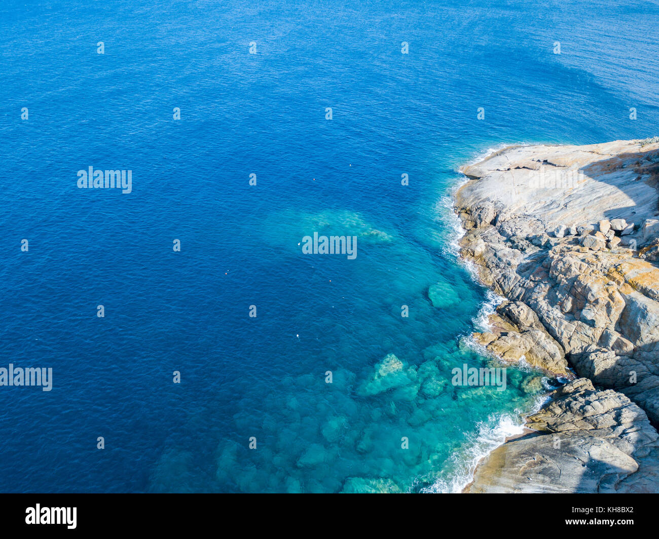 Aerial view of rocks on the sea. Overview of the seabed seen from above ...