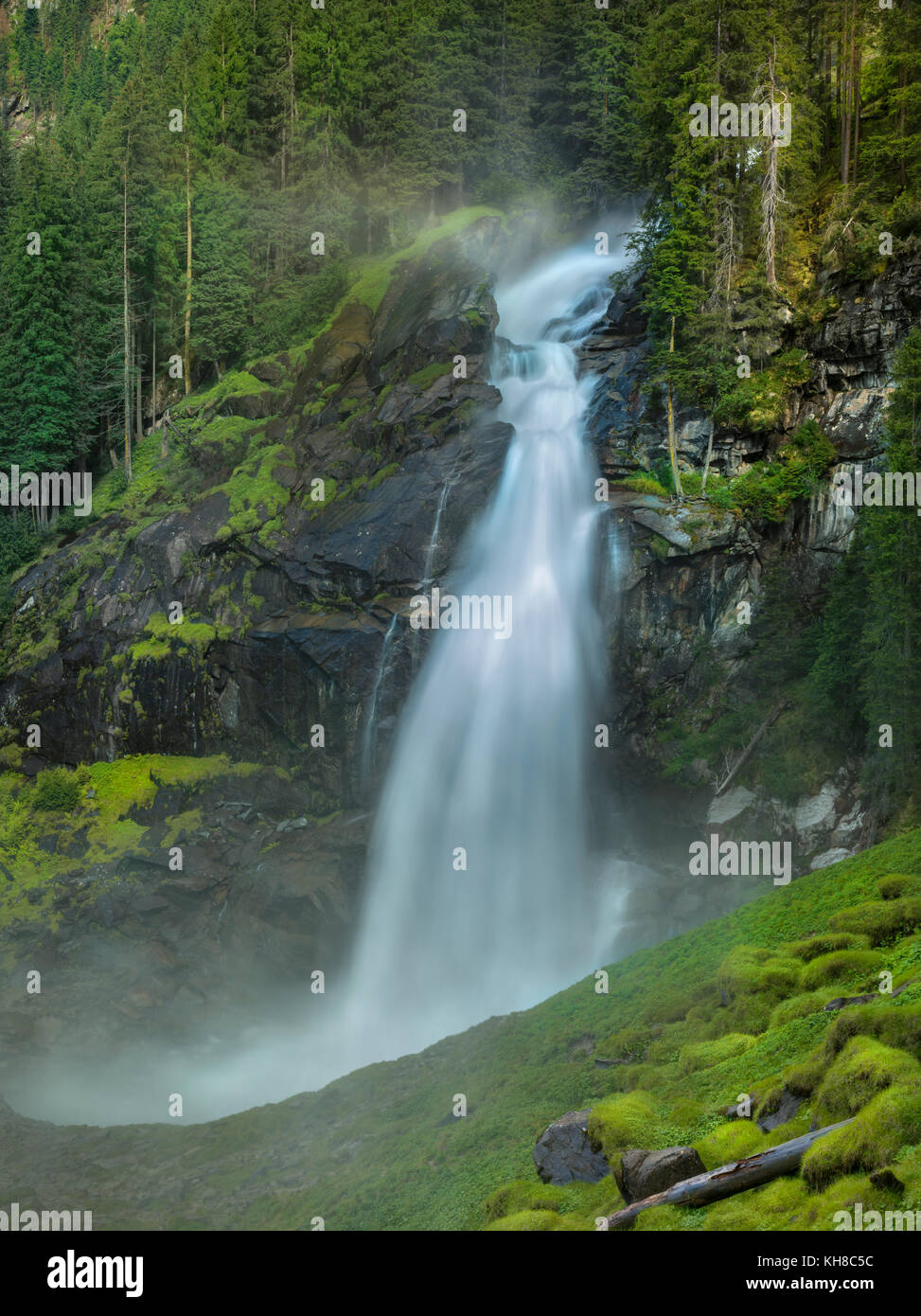 Europe, waterfall, water cascades, long exposition, coniferous forest ...