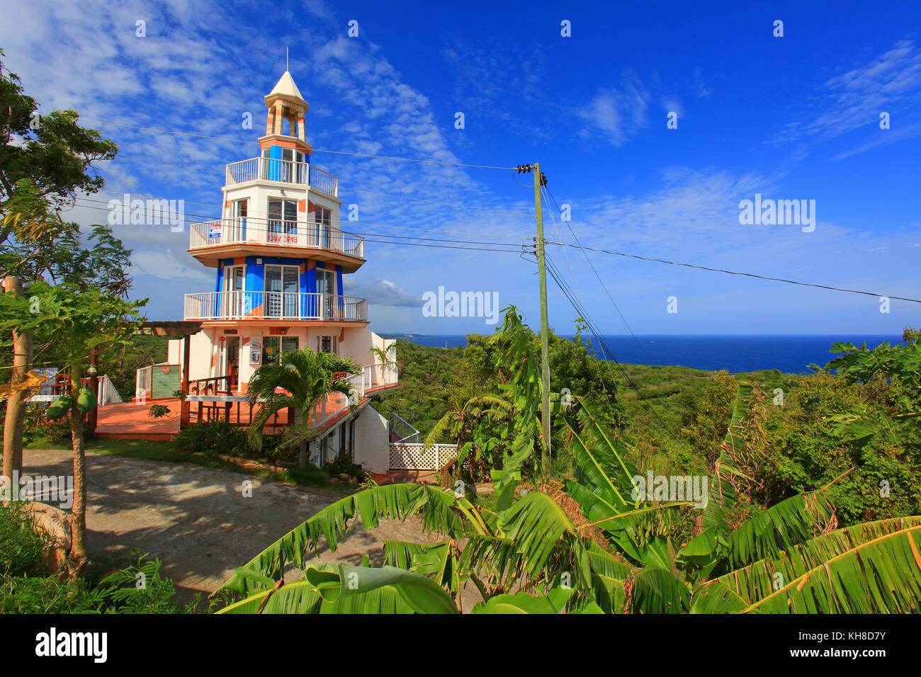 Honduras, Islas de la Bahia, Roatan Island. Mirador El faro Stock Photo ...