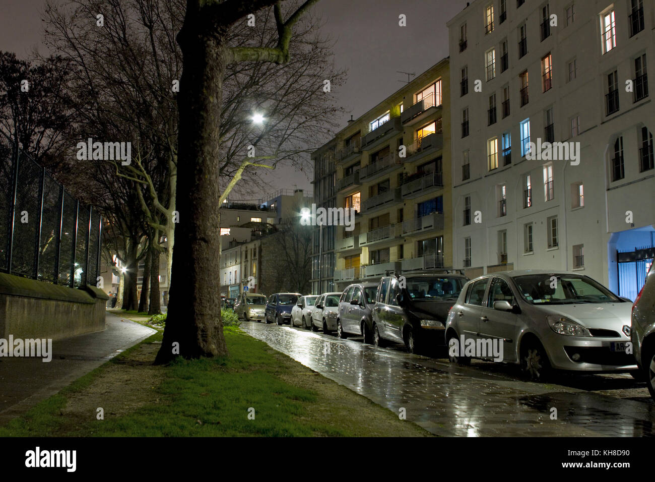 France, Paris, a street in the rain at night Stock Photo - Alamy