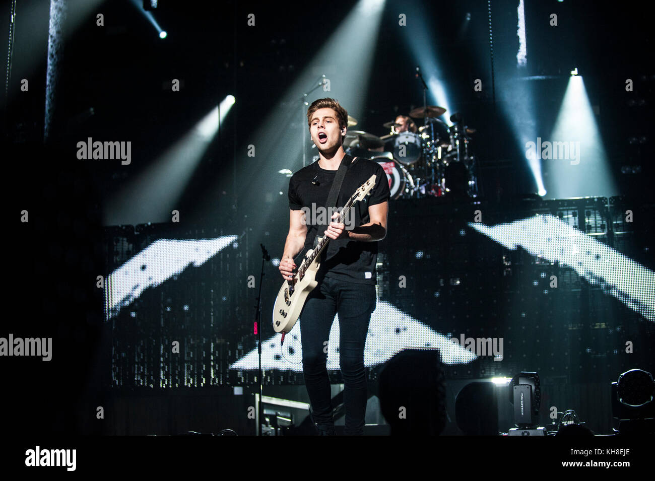 The Australian pop rock band 5 Seconds of Summer performs a live ...