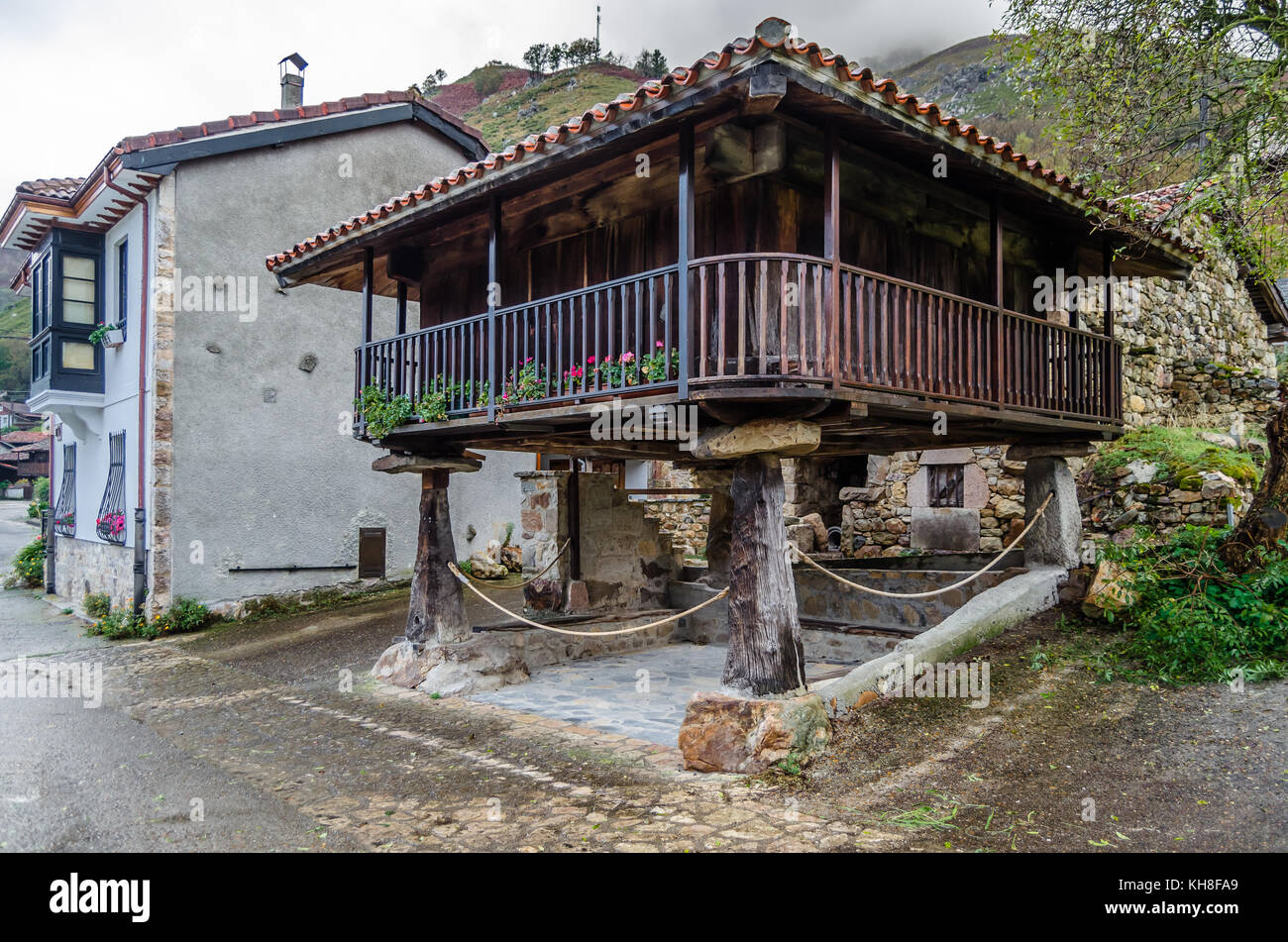 Traditional rustic wooden house in Asturias, northern Spain Stock Photo ...