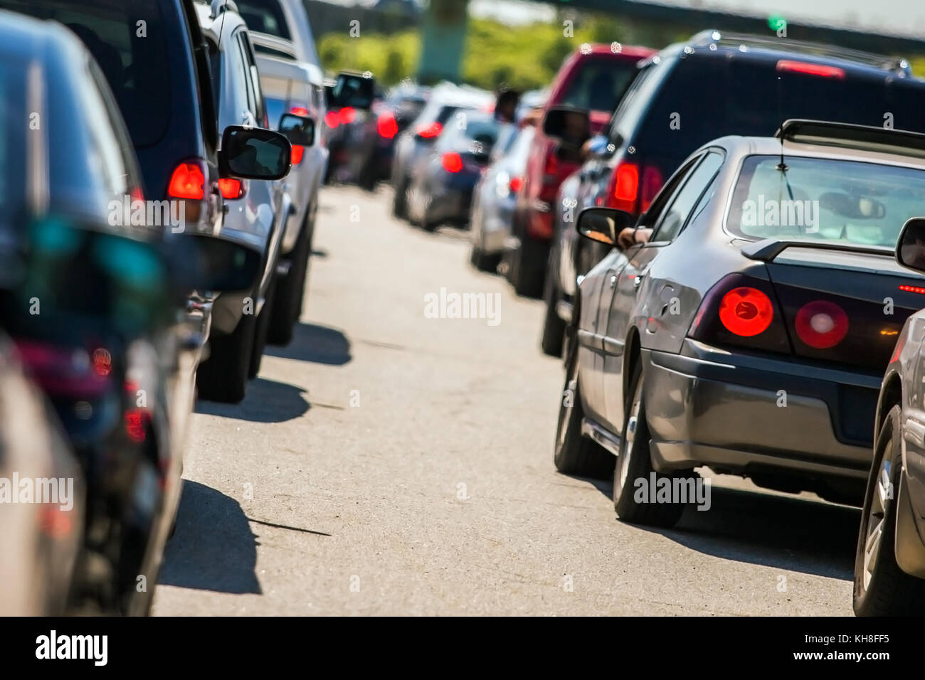 Traffic jam on highway day Stock Photo - Alamy