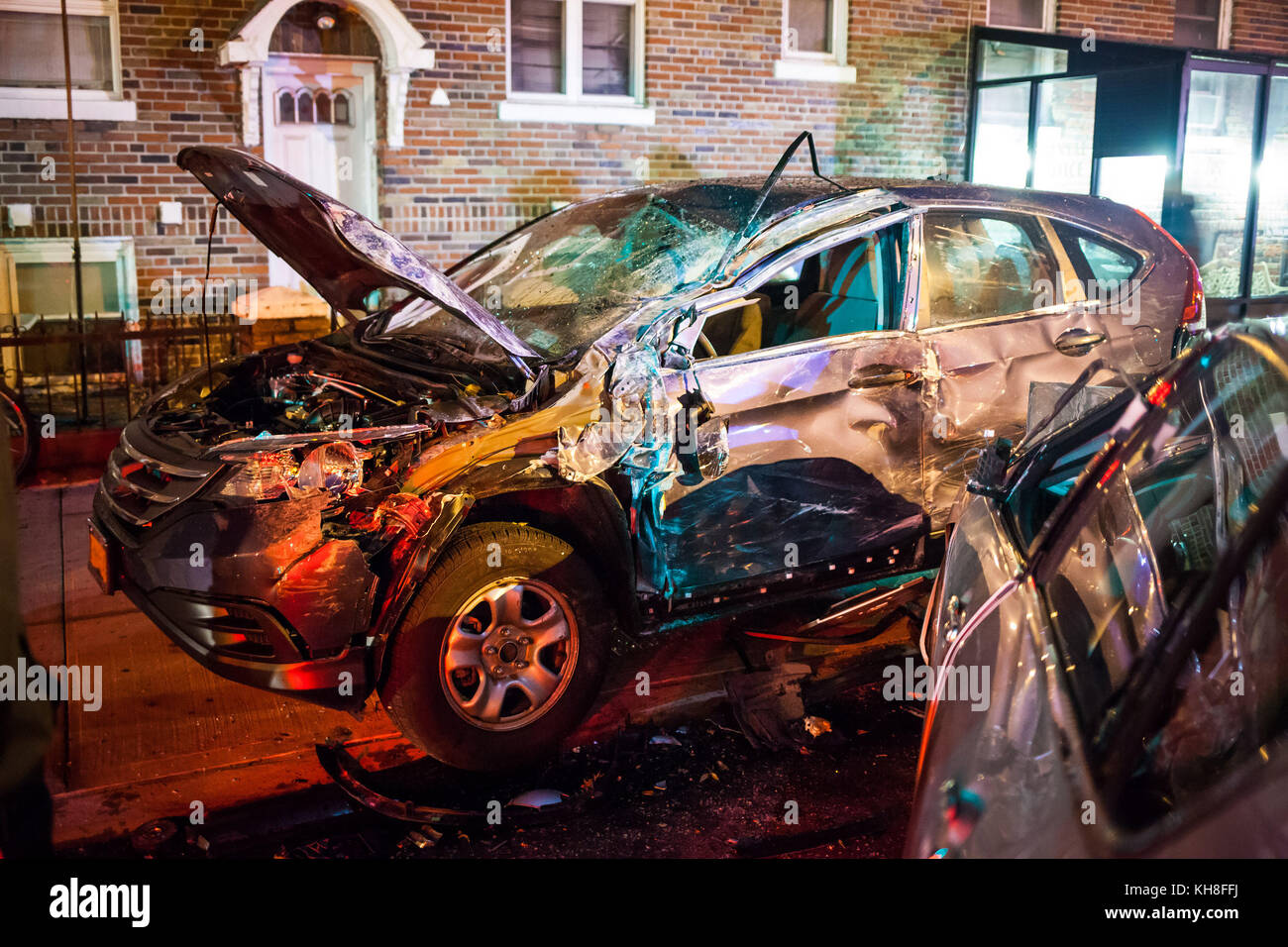 Car crash at night city Stock Photo - Alamy