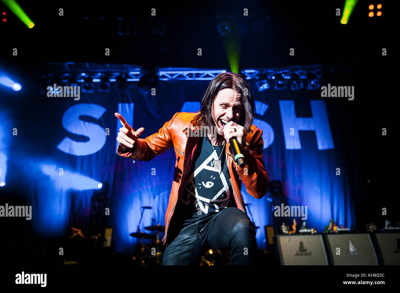 The American musician and guitarist Slash performs a live concert with ...