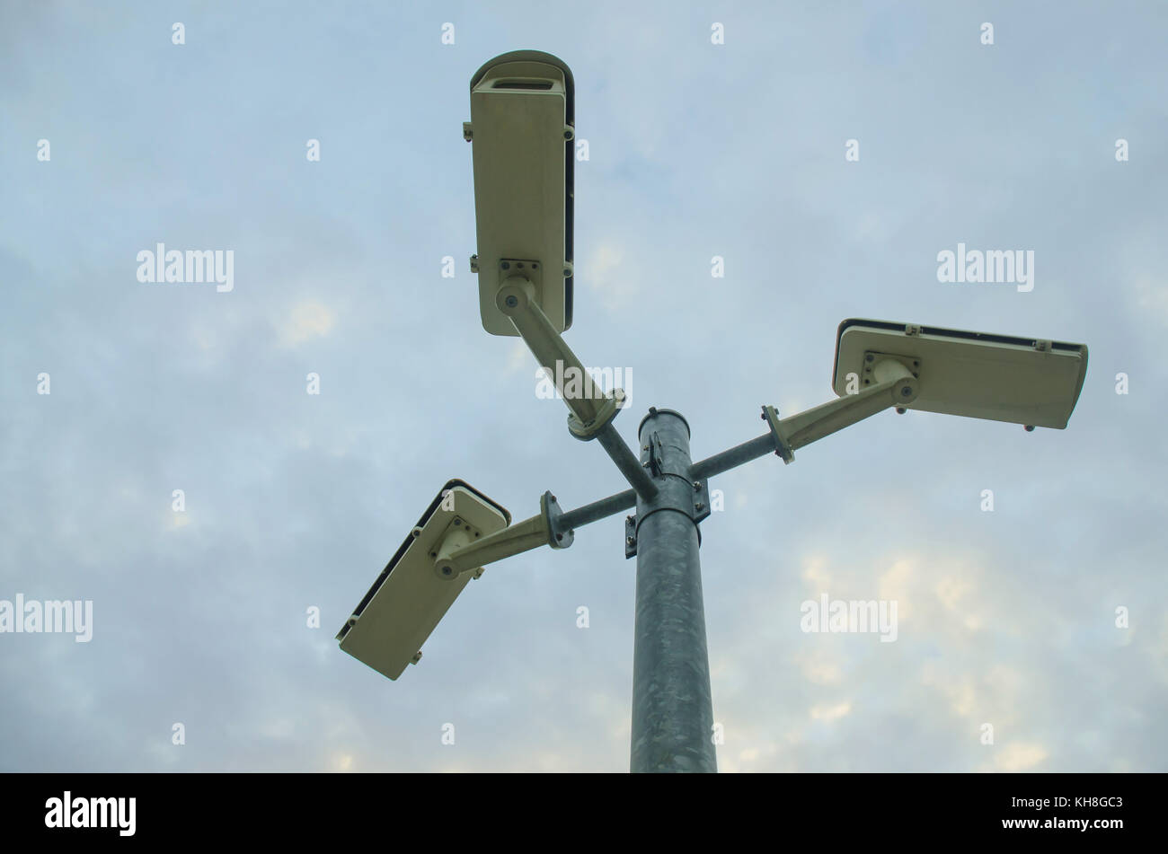 Close up of cctv camera on sky background Stock Photo - Alamy