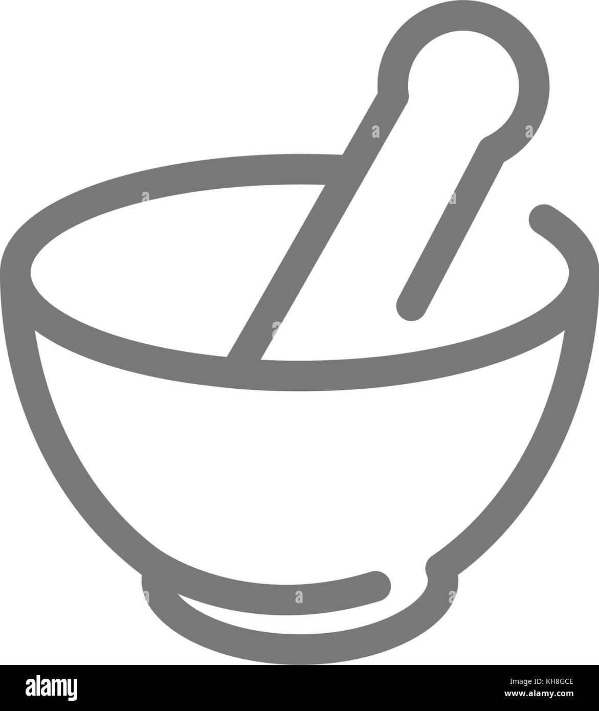 Simple chemical vessel, mortar, pestle, pistil, pounder line icon ...